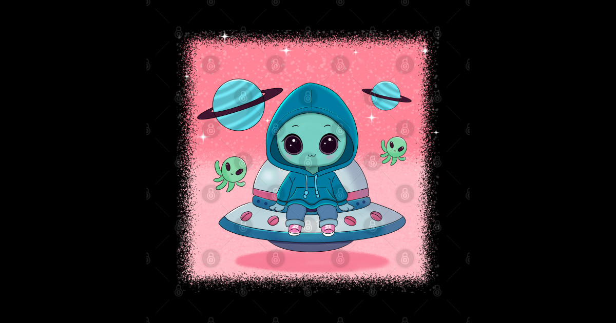 Cute Little Alien - Alien - Sticker | TeePublic