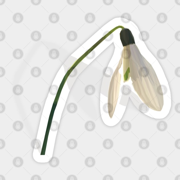 Low Poly Snowdrop - Snowdrop - Sticker | TeePublic