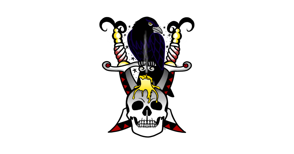 American traditional tattoo skull, raven, swords - American Traditional ...