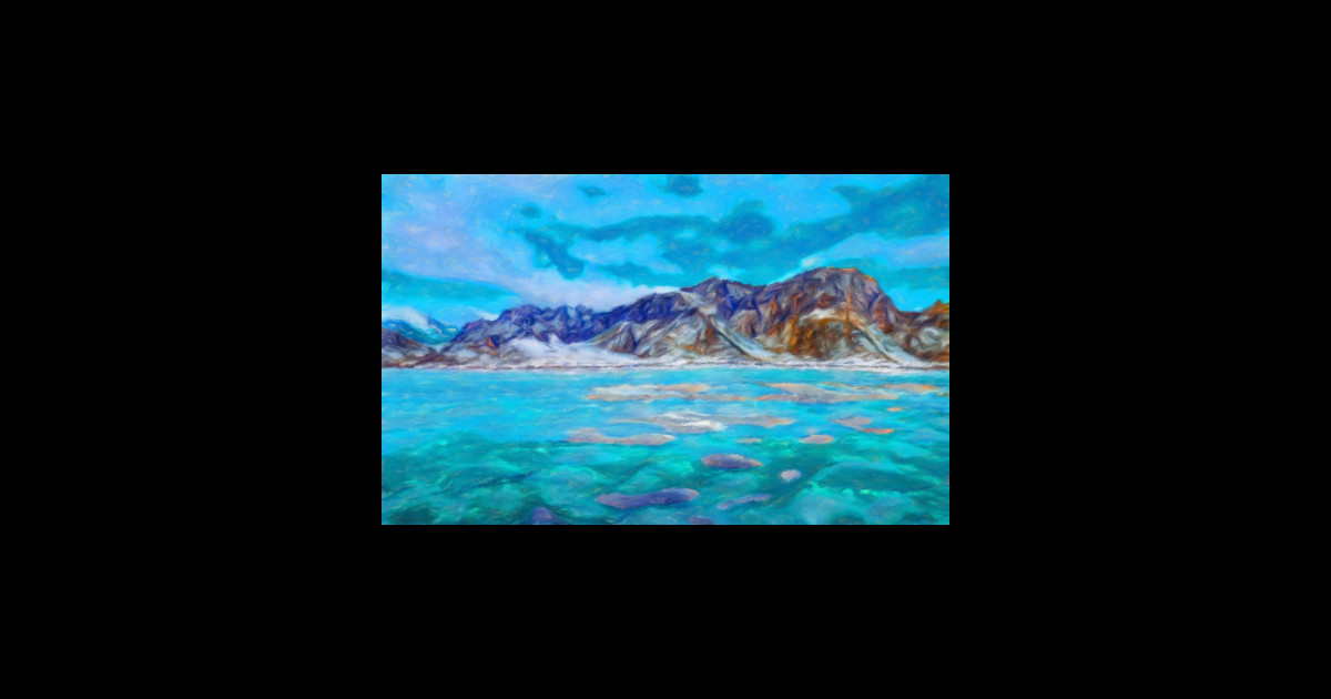 Turquoise blue landscape - Turquoise - Sticker | TeePublic