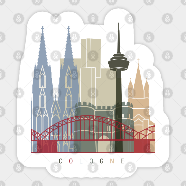 Cologne skyline poster - Skyline - Sticker | TeePublic