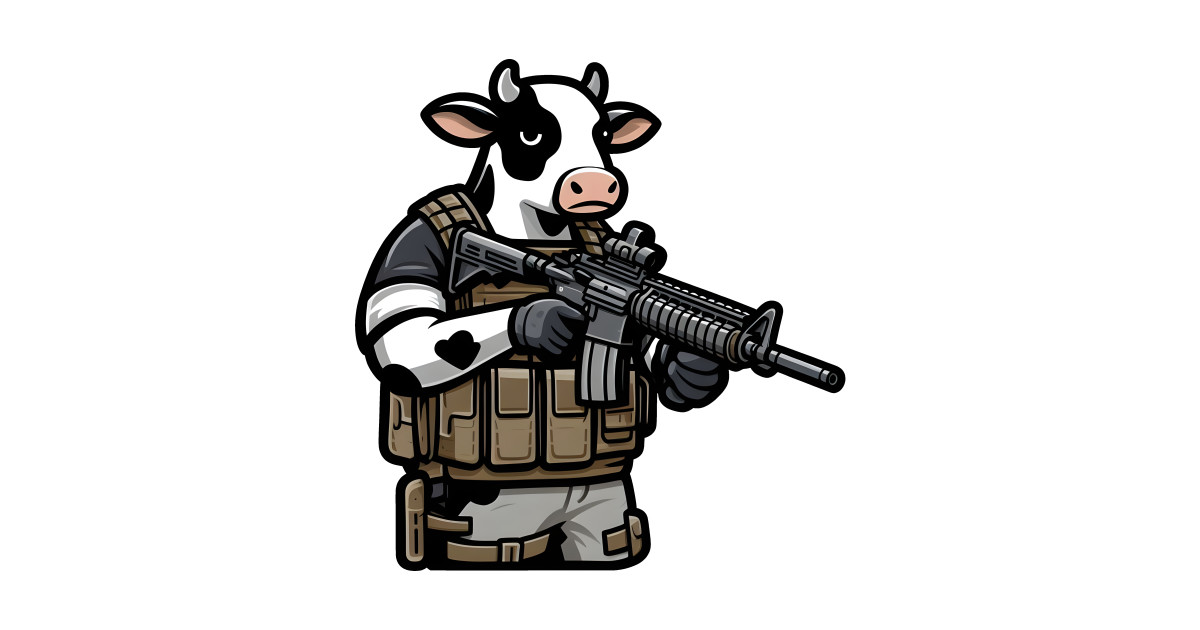 Tactical Cow - Cow - T-Shirt | TeePublic