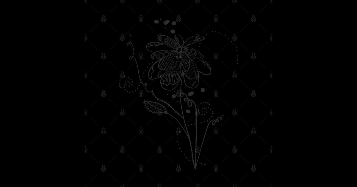 Summer time abstract black flowers - Tattoo Design Style - Sticker ...