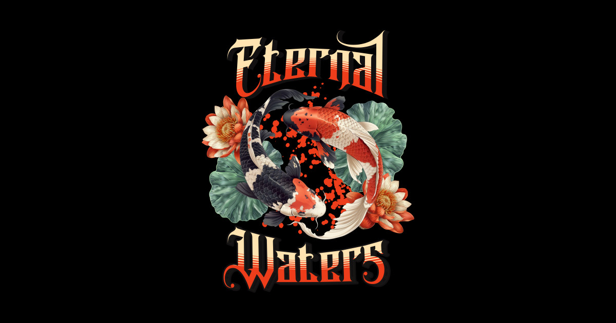 Japanese Style Koi Fish & Flowers | Eternal Waters | T Shirt Design ...