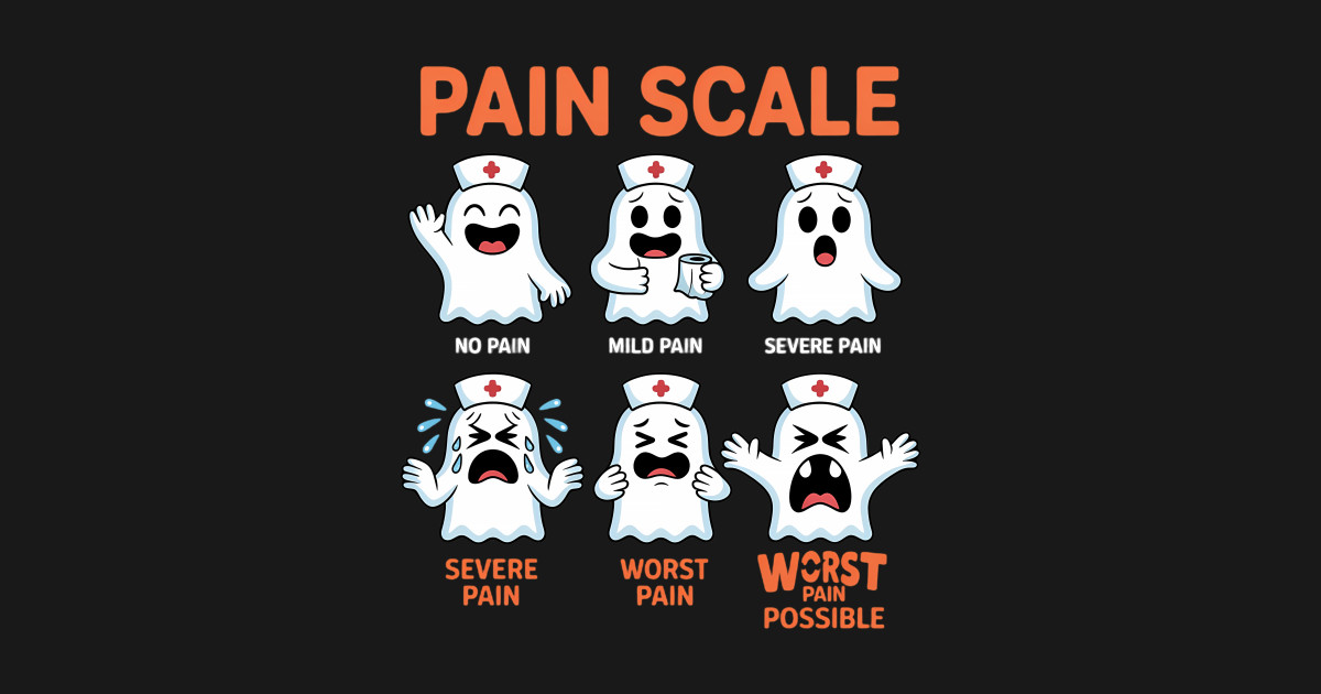 Spooky Ghost Pain Scale Trauma Nurse Triage Halloween Fall - Halloween ...