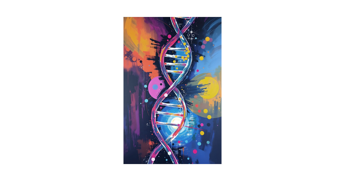 Dna acrylic digital painting art design,Science art - Dna - T-Shirt ...