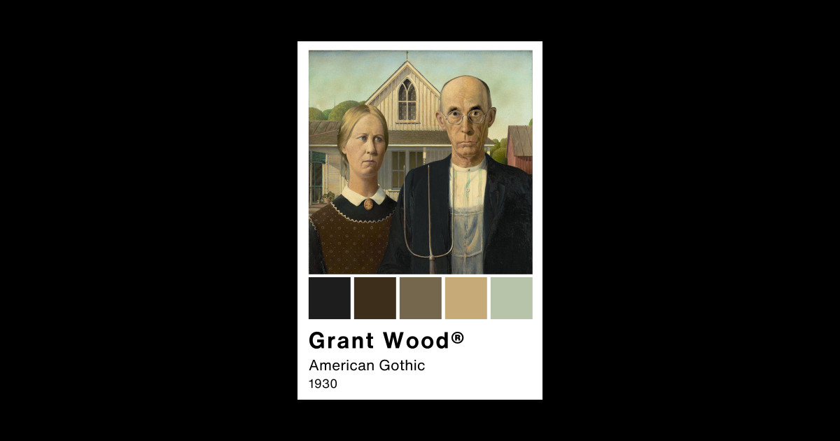 Grant Wood - American Gothic - Pantone Color swatch, Art Paintings Art ...