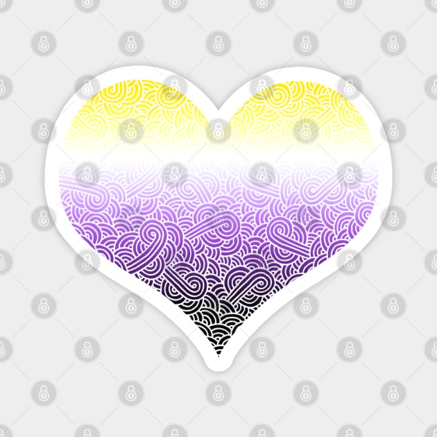 Ombré Non Binary Colours And White Swirls Doodles Heart Non Binary