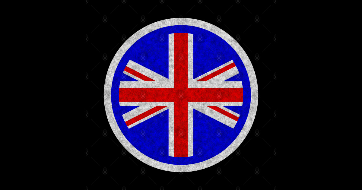 Round UK Union Jack flag blue White distressed outline mod - Uk Flag ...