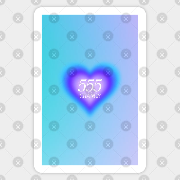 Angel Number 555 Heart Aura - Manifestation - Sticker | TeePublic