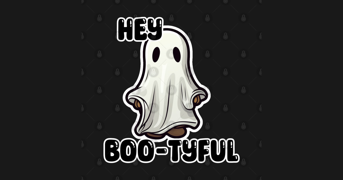 A Cute Ghost with Puns saying "Hey! Boo-tyful" For Halloween - Kawaii ...