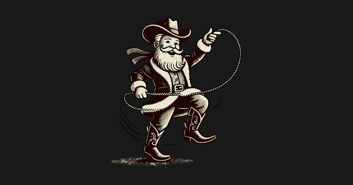 Cowboy Santa Claus Funny Lasso Christmas - Funny Winter Design - T ...