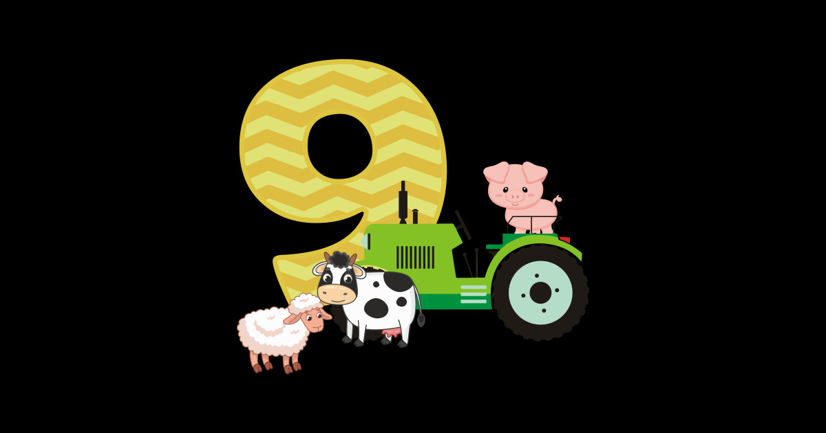 I'm 9 Farm Animals Barnyard Tractor 9th Birthday Party - 9 Birthday - T ...