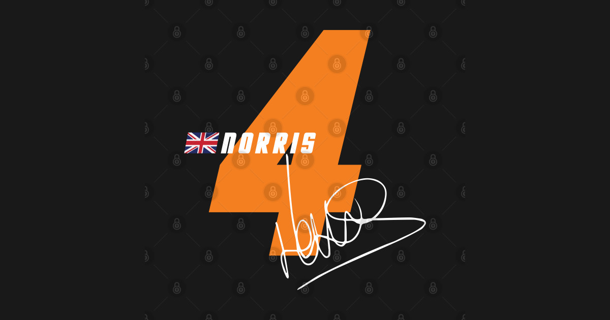 Lando Norris 4 Signature Number - Norris - T-Shirt | TeePublic