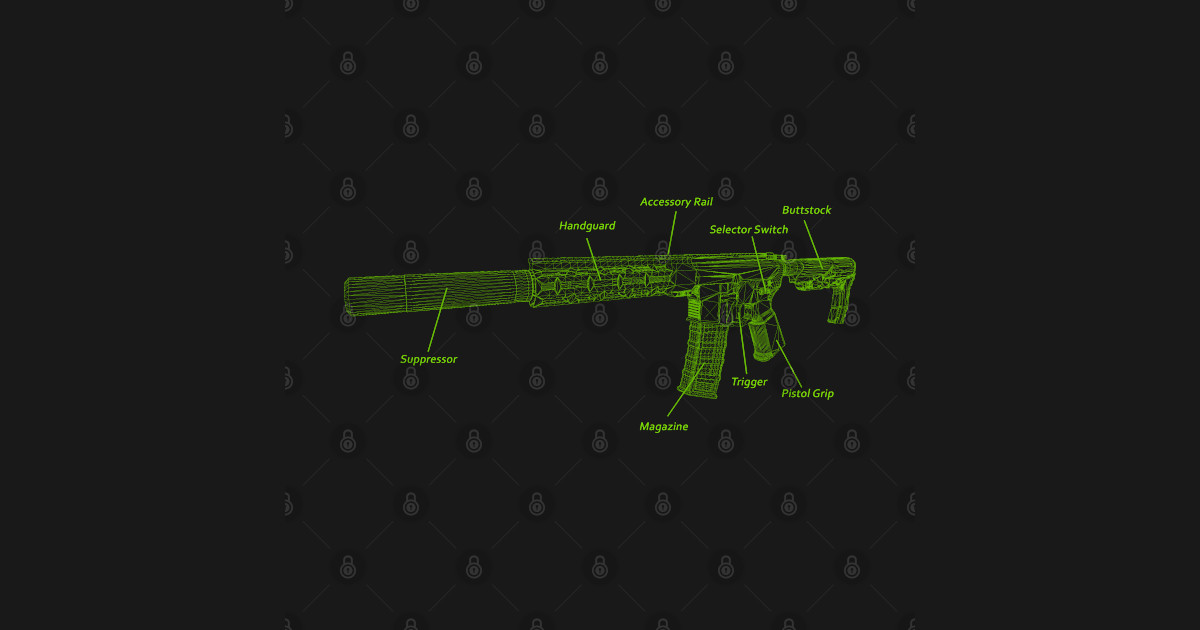 AR 15 Wireframe - Rifle - T-Shirt | TeePublic