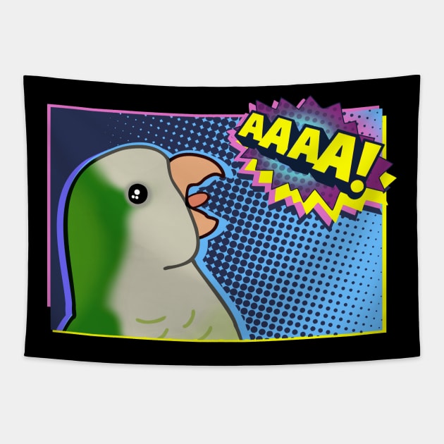 Funny Quaker Parrot Comic Cartoon - Birb Memes - Tapestry | TeePublic