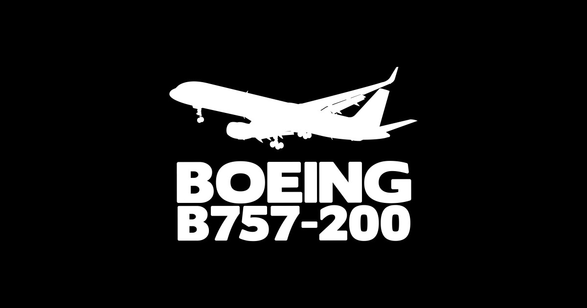 Boeing B757-200 Silhouette Print (White) - B752 - Sticker | TeePublic