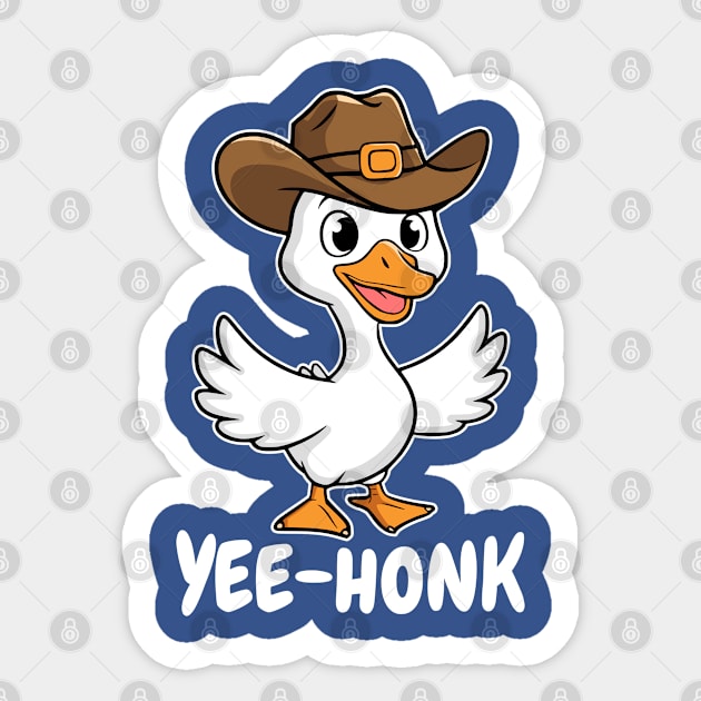Yee Honk! Yeehaw Cowboy Goose Cartoon - Cowboy Goose - Sticker | TeePublic