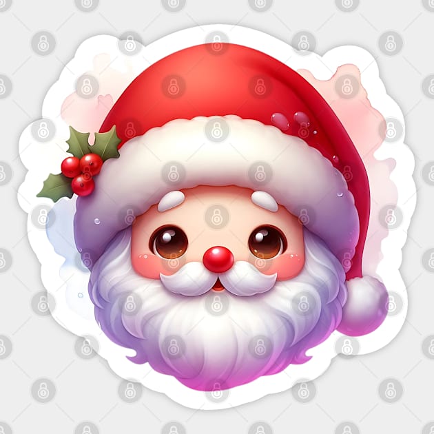 Cute Santa Face Funny Christmas Day Santa Claus - Santa Claus - Sticker ...