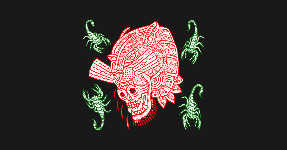 Aztec Leopard Head with Skull and Scorpions Tattoo Flash - Tattoo ...