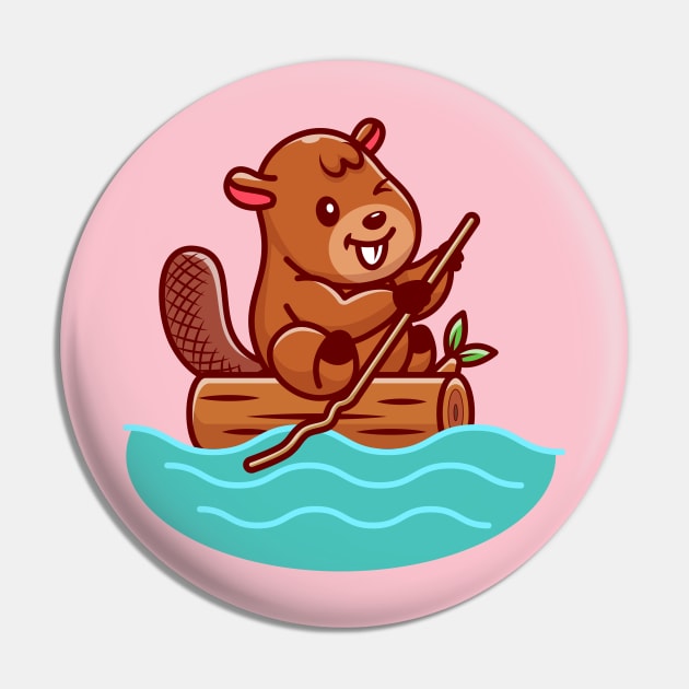 Cute Beaver Rowing On River Cartoon - Cute Beaver Rowing On River ...