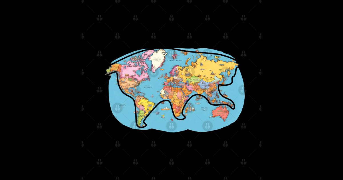 World Map Cat - World Map Cat - Sticker | TeePublic