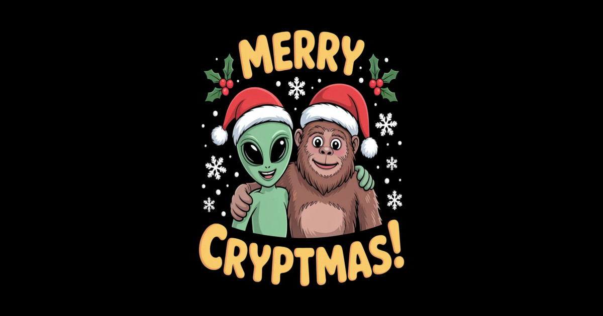 Merry Cryptmas Alien Bigfoot Cryptid - Merry Cryptmas Alien Bigfoot ...