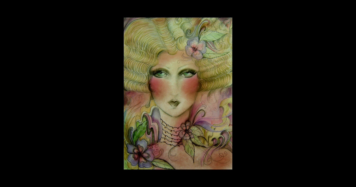 PASTEL WOODLAND ART DECO FAIRY DOLLY GIRL - Floral - Posters and Art Prints | TeePublic