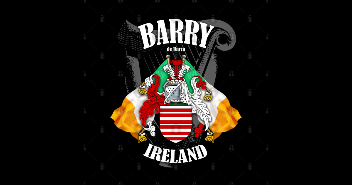 Barry Family Crest Ireland Coat of Arms and Irish Flags - Barry ...