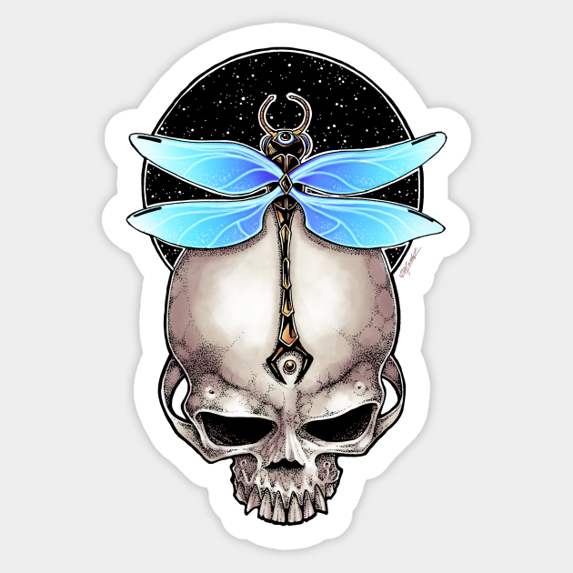 Awakened - Dragonfly Skull - Dragonfly - Sticker | TeePublic