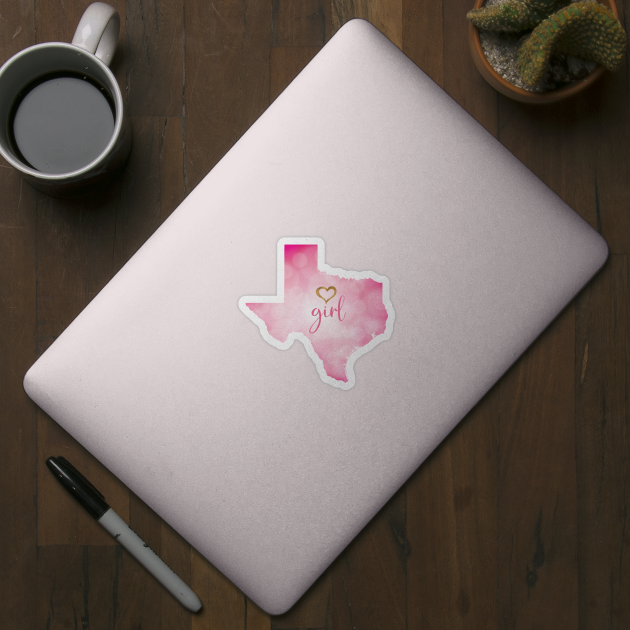Texas Girl with Gold Heart in a Pink Texas State Map - Texas Girl ...