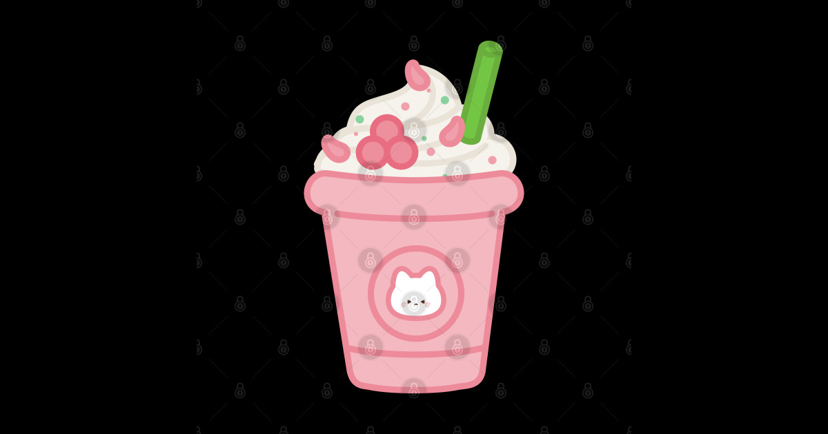 Cute Cat - Cherry Blossom Frappe - Cute Cat - Sticker | TeePublic