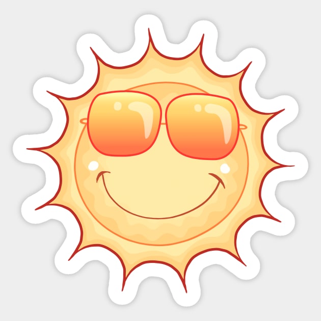 Smiling Cartoon Sun - Cartoon - Sticker | TeePublic
