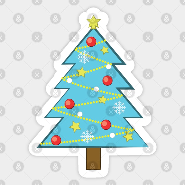 Blue Christmas Tree - Vector Illustration - Christmas - Sticker | TeePublic