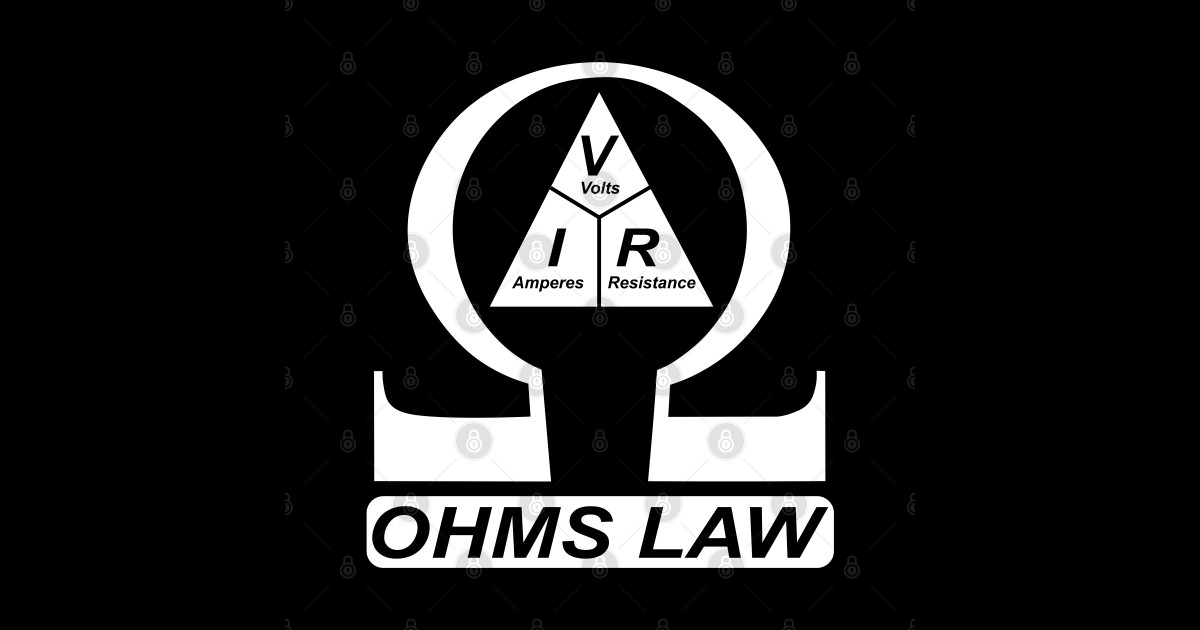 Ohms Law Triangle formula Blue White Poster With Ohms Symbol - Electrical Engineer - Posters and ...
