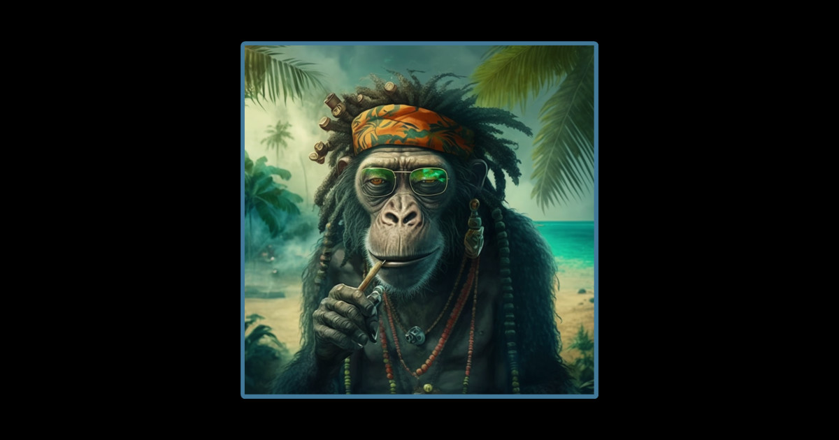 Island Smoking Monkey - 420 Art - Sticker | TeePublic