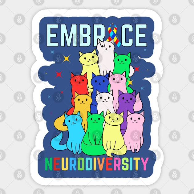 COLORED CATS NEURODIVERSITY - Autism Awareness - Sticker | TeePublic