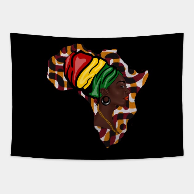Africa Map, African Woman, Rasta Colors - Africa Map - Tapestry | TeePublic