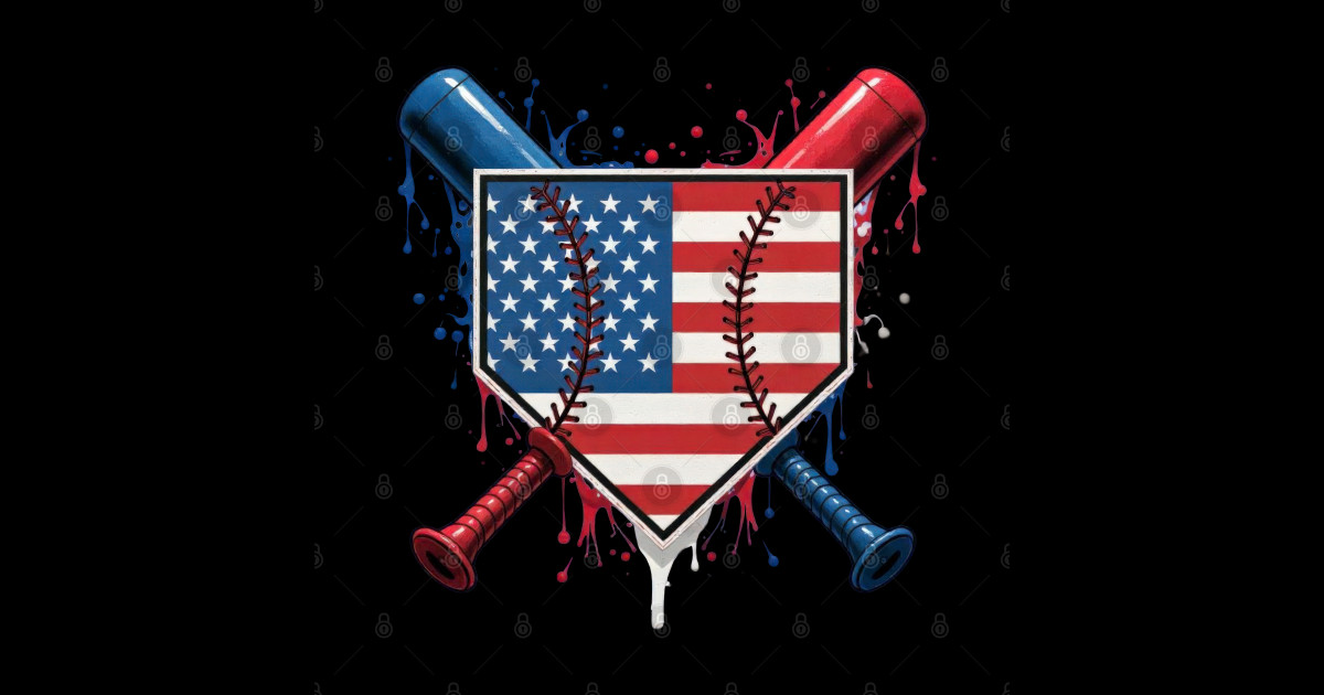 USA Baseball Drip Design with American Flag - Usa Baseball - Sticker ...