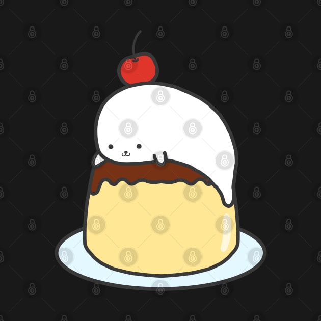 Seal on Pudding Kawaii Cute Anime Seal Animal Cherry Japanese Harajuku ...