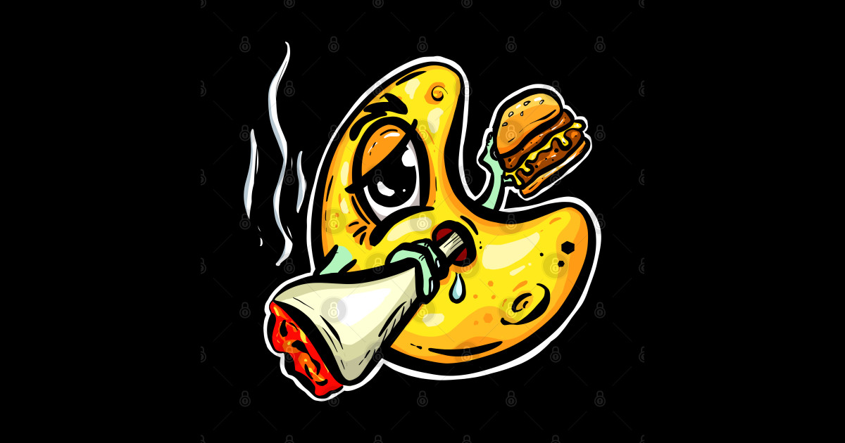 Stoned Moon Lunar Cartoon - Stoned - Sticker | TeePublic