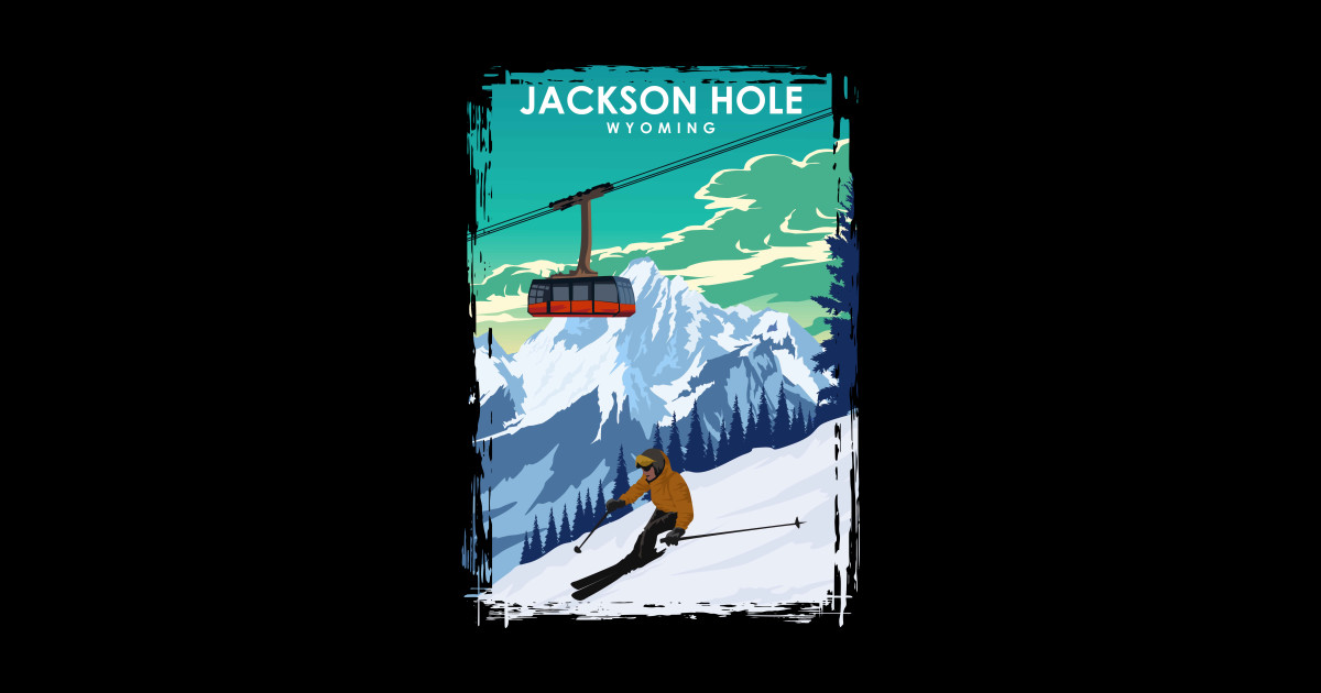 Jackson Hole Wyoming Travel Poster - Jackson Hole - Sticker | TeePublic