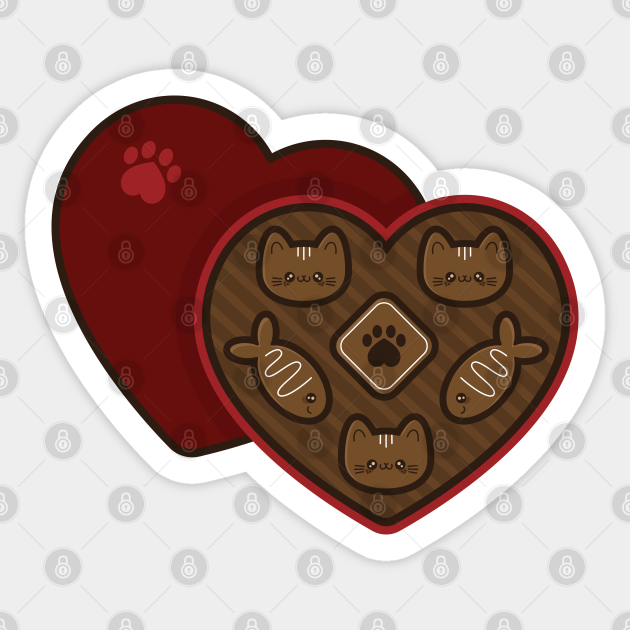 Box of Chocolate Cats - Valentines Day Cat - Sticker | TeePublic