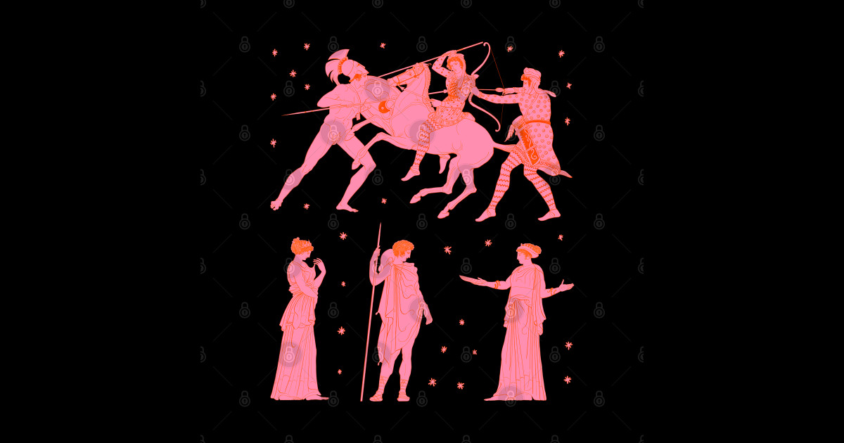 Pink ancient greek set - Ancient Greek Art - Sticker | TeePublic