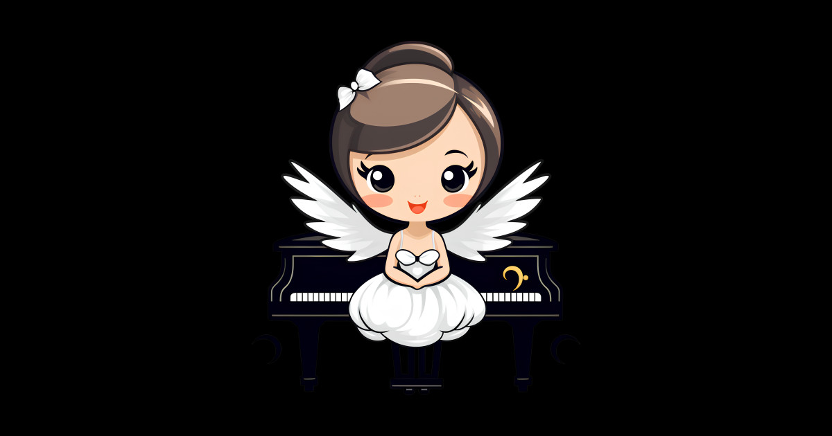 Chibi Swan Girl Playing Grand Piano - Animal Lover - Sticker | TeePublic