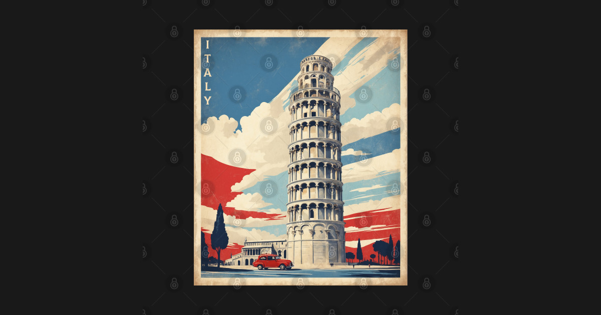 Leaning Tower of Pisa Italy Vintage Tourism Travel Poster - Italy - T ...