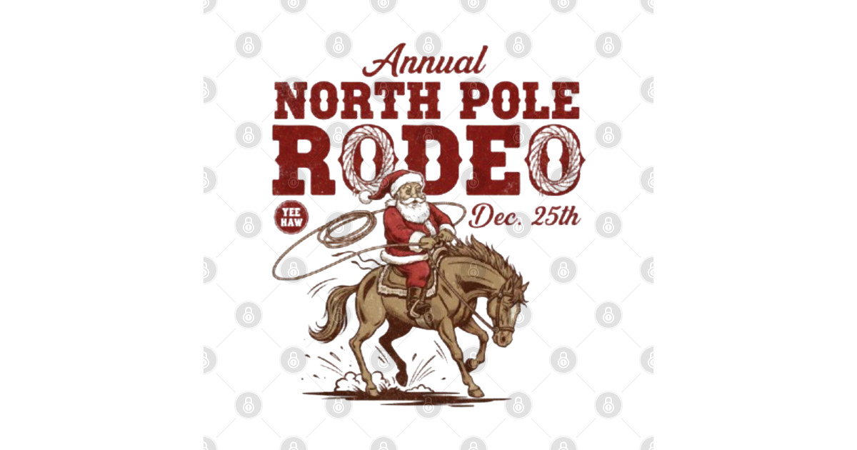 Vintage North Pole Rodeo Cowboy Santa Country Christmas - Merry ...