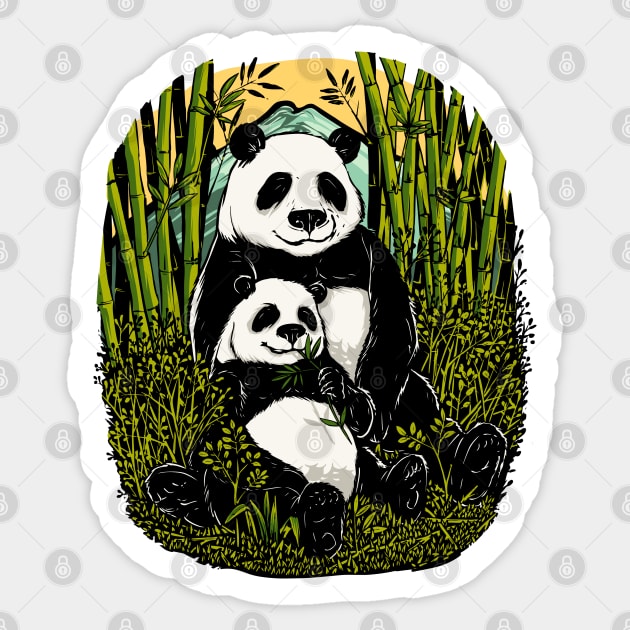 cute panda eating bamboo - Cute Panda Eating Bamboo - Sticker | TeePublic