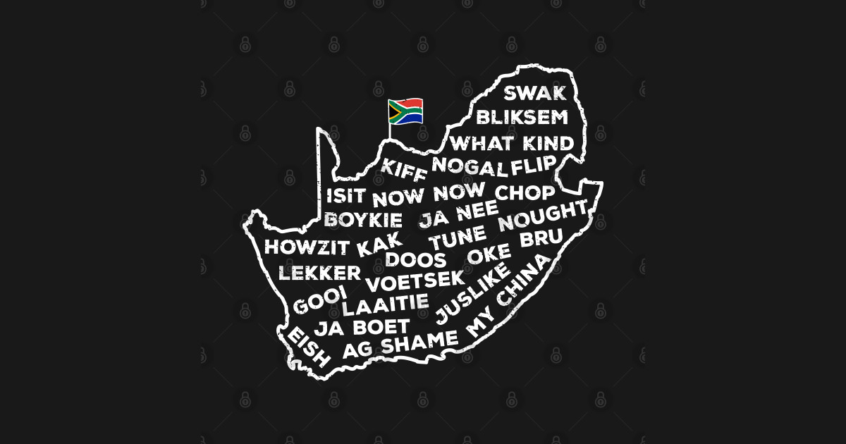 South Africa Slang Words South African Flag Map - Funny - T-Shirt ...