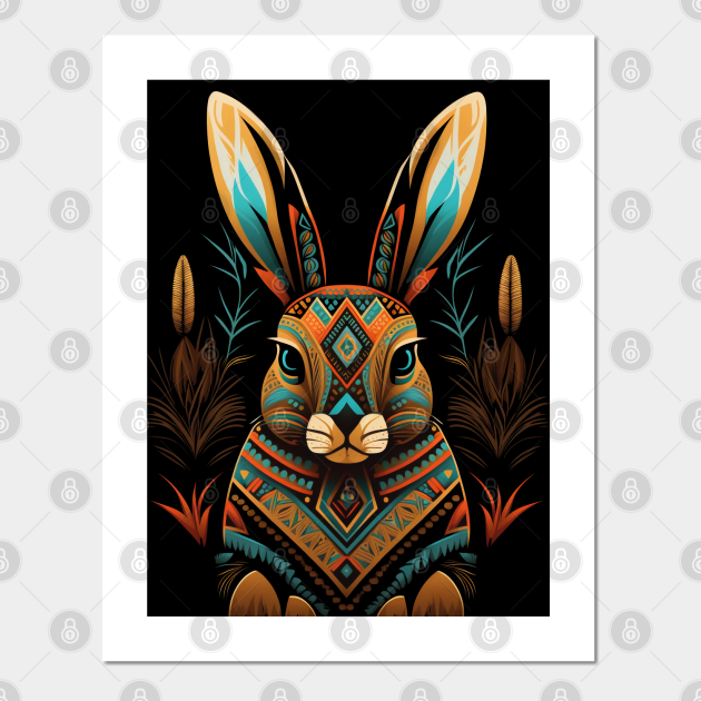 Aztec Rabbit Azteca Art Indigenous Mexico Style Animal Painting - Aztec ...